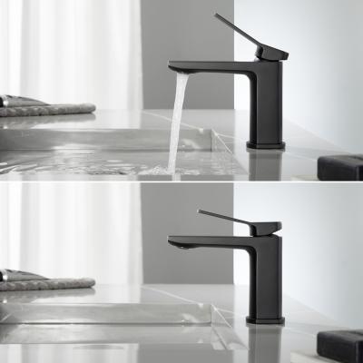 China Brass Modern Single Hole Single Handle Basin Mixer in Matte Black Grey for sale