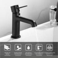China Brass Modern Single Hole Single Handle Basin Mixer in Matte Black for sale