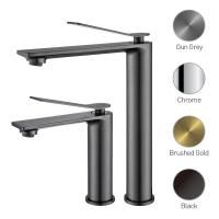 China Brass Single Handle Basin Mixer Chrome Matte Black Vessel Sink Faucet 1.2GPM for sale