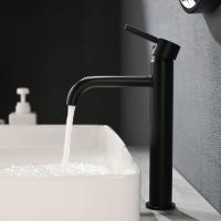 China Brass Modern Vessel Single Hole Single Handle Basin Mixer In Matte Black for sale