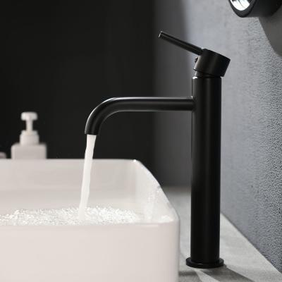 China Brass Modern Vessel Single Hole Single Handle Basin Mixer In Matte Black for sale