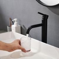 China Brass Modern Vessel Single Hole Single Handle Basin Mixer In Matte Black for sale