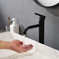 China Brass Modern Vessel Single Hole Single Handle Basin Mixer In Matte Black for sale