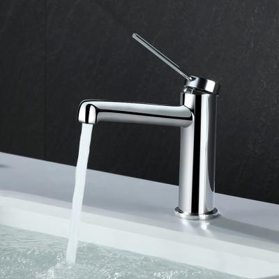 China Brass Modern Single Hole Single Handle Basin Mixer In Chrome for sale