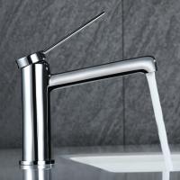 China Brass Modern Single Hole Single Handle Basin Mixer In Chrome for sale