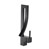 China Brass Modern Single Hole Single Handle Basin Mixer In Matte Black for sale