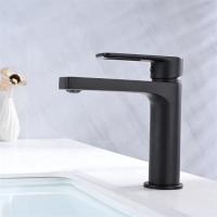 China Brass Modern Single Hole Single Handle Basin Mixer in Matte Black for sale