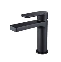 China Brass Modern Single Hole Single Handle Basin Mixer in Matte Black for sale