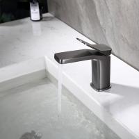 China Brass Modern Single Hole Single Handle Basin Mixer in Grey for sale