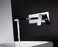 China Chrome Grey Single Handle Basin Mixer Brass Wall Mounted Basin Mixer Tap for sale