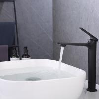 China Brass Modern Vessel Single Hole Basin Mixer Tap Chrome Matte Black 1.2GPM for sale