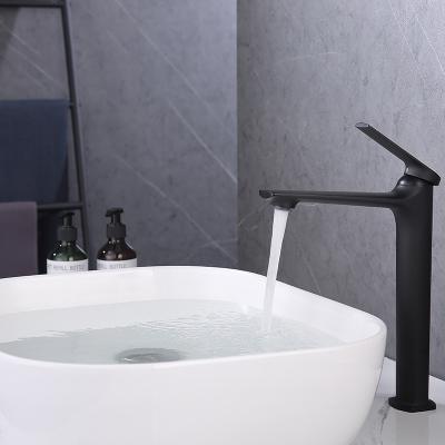 China Brass Modern Vessel Single Hole Basin Mixer Tap Chrome Matte Black 1.2GPM for sale