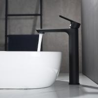 China Brass Vessel Basin Mixer Tap Matte Black Single Hole Single Handle 1.2GPM for sale