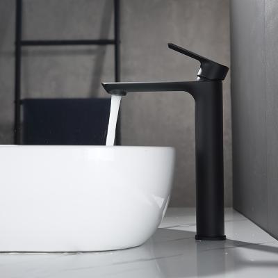China Brass Vessel Basin Mixer Tap Matte Black Single Hole Single Handle 1.2GPM for sale