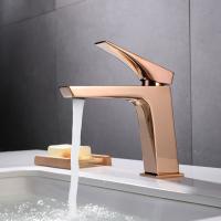 China Brass Single Hole Bathroom Faucet Gold Water Saving 1.2GPM Single Handle Basin Mixer for sale