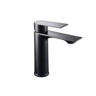 China Zinc Modern Single Hole Single Handle Basin Mixer in Chrome Matte Black for sale