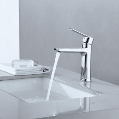 China Zinc Modern Single Hole Single Handle Basin Mixer in Chrome Matte Black for sale