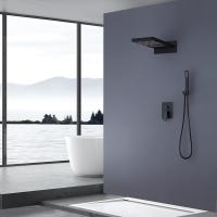 China Wall Mount 1 Handle 3 Spray Shower Faucet Set with 9 in Waterfall Shower Head Matte Black for sale