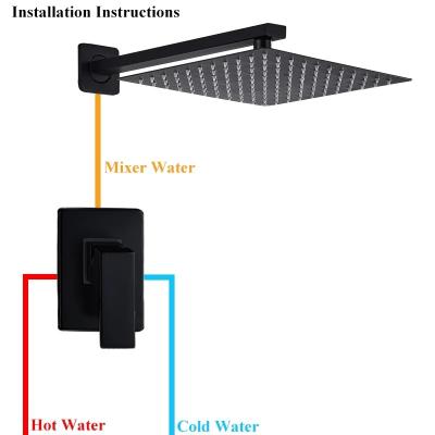 China Matte Black Luxury Rain Shower Faucet Set 8-16 Inch Ceiling Mount 1.8GPM for sale