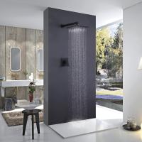 China Matte Black Luxury Rain Shower Faucet Set 8-16 Inch Square Head Wall Mounted 1.8GPM for sale