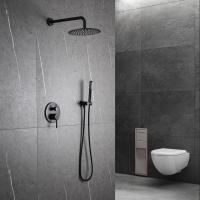 China Matte Black Rain Shower Faucet with Hand Shower Combo 12 Inch Round Head 1.8 GPM for sale