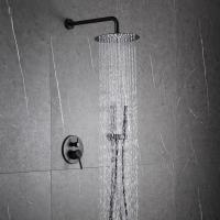 China Matte Black Rain Shower Faucet with Hand Shower Combo 12 Inch Round Head 1.8 GPM for sale