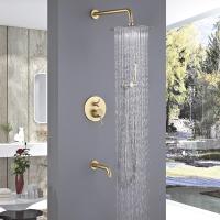 China Gold Ceiling Mount Shower Faucet 12 Inch Shower Head with Handheld 1.8GPM for sale
