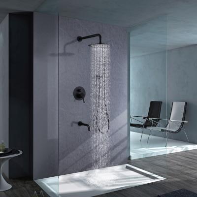 China 2 Handle 1 Spray Tub and Shower Faucet Combo with 8-12 Inch Round Showerhead Black for sale