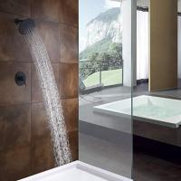 China Matte Black Round Shower Head Faucet Combo 8-12 Inch with Valve 1.8GPM for sale