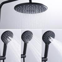 China Brass 3 Spray Bathroom Shower Faucet with 8-12 Inch Round Ceiling Mount Shower Head in Black for sale