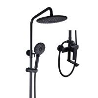 China Brass 3 Spray Bathroom Shower Faucet with 8-12 Inch Round Ceiling Mount Shower Head in Black for sale