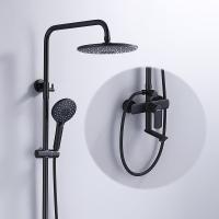 China Brass 3 Spray Bathroom Shower Faucet with 8-12 Inch Round Ceiling Mount Shower Head in Black for sale