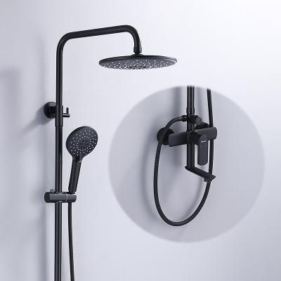 China Brass 3 Spray Bathroom Shower Faucet with 8-12 Inch Round Ceiling Mount Shower Head in Black for sale