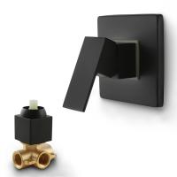 China Chrome Matte Black Square Shower Handle Pressure Balanced 1/2 In Rough In Valve Trim Kit for sale