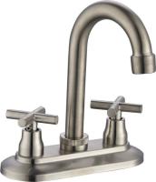 China Brass 4'' Centerset 2 Handle High Arc Bathroom Faucet In Chrome for sale