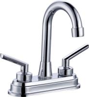 China Brass 4'' Centerset 2 Handle High Arc Bathroom Faucet In Chrome for sale