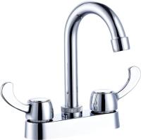 China Brass 4'' Centerset 2 Handle High Arc Bathroom Faucet In Chrome for sale