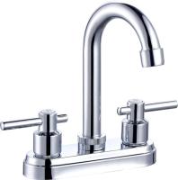 China Chrome Centerset Bathroom Faucet 4 in 2 Handle High Arc Deck Mounted Brass for sale