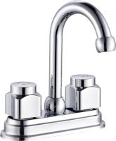 China Chrome Centerset Bathroom Faucet 4 in 2 Handle High Arc Deck Mounted Brass for sale