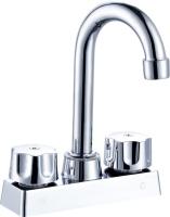 China Chrome Centerset Bathroom Faucet 4 in 2 Handle High Arc Deck Mounted Brass for sale