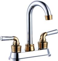 China Brass 2 Handle Centerset Lavatory Faucet High Arc In Chrome for sale