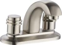 China Brass Low Arc Centerset Bathroom Faucet Two Handle Deck Mounted for sale