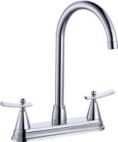 China Polished Chrome Centerset Kitchen Faucet 2 Handle Drip Free for sale