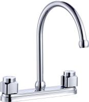 China Polished Chrome Centerset Kitchen Faucet 2 Handle Drip Free for sale