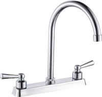 China Brass Centerset Two Handle Kitchen Faucet In Chrome Deck Mounted for sale