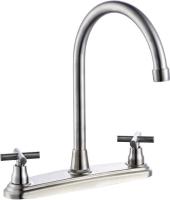 China Brass Centerset Two Handle Kitchen Faucet In Chrome Deck Mounted for sale