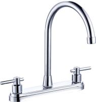 China Brass Centerset Two Handle Kitchen Faucet In Chrome Deck Mounted for sale