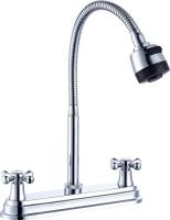 China 8 In 2 Handle Centerset Kitchen Faucet Flexible Spout Polished Chrome for sale