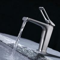China Matte Black Gold Grey Bathroom Basin Faucets Single Handle 1.2GPM for sale