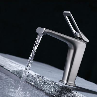 China Matte Black Gold Grey Bathroom Basin Faucets Single Handle 1.2GPM for sale